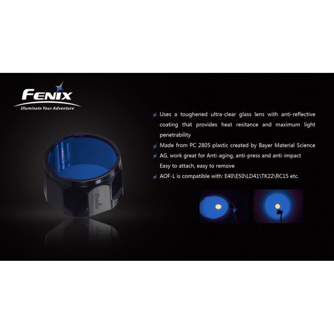 Fenix AOF-L Red, Blue, Green Color Filter Adapter for Fenix E40, E50 ...