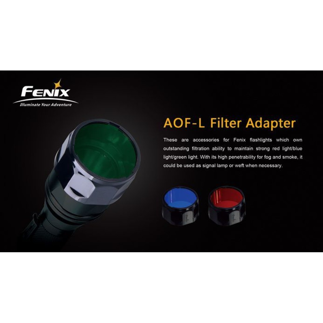 Fenix AOF-L Red, Blue, Green Color Filter Adapter for Fenix E40, E50 ...