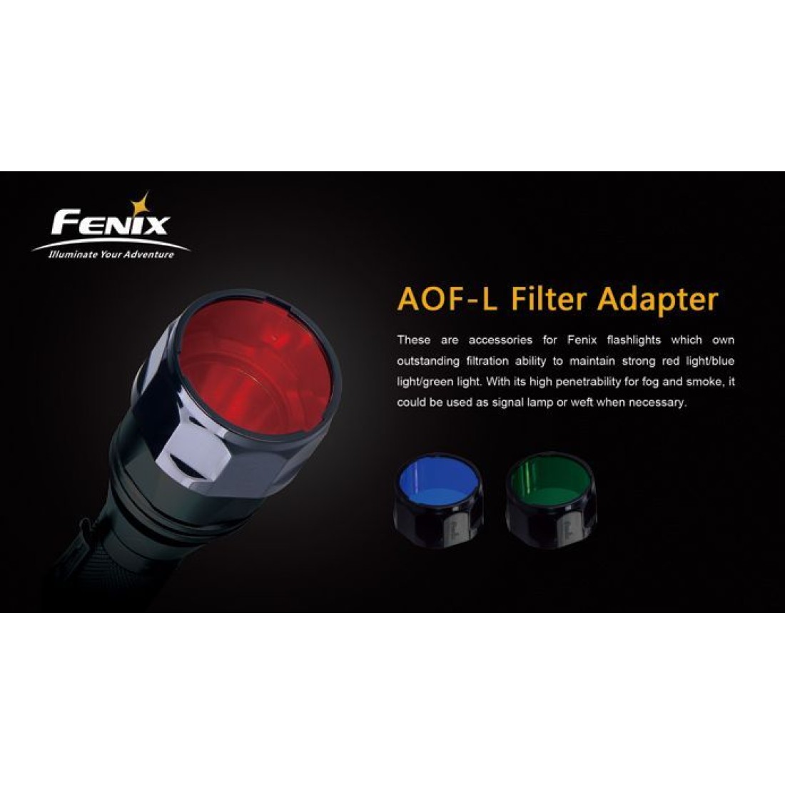 Fenix AOF-L Red, Blue, Green Color Filter Adapter for Fenix E40, E50 ...