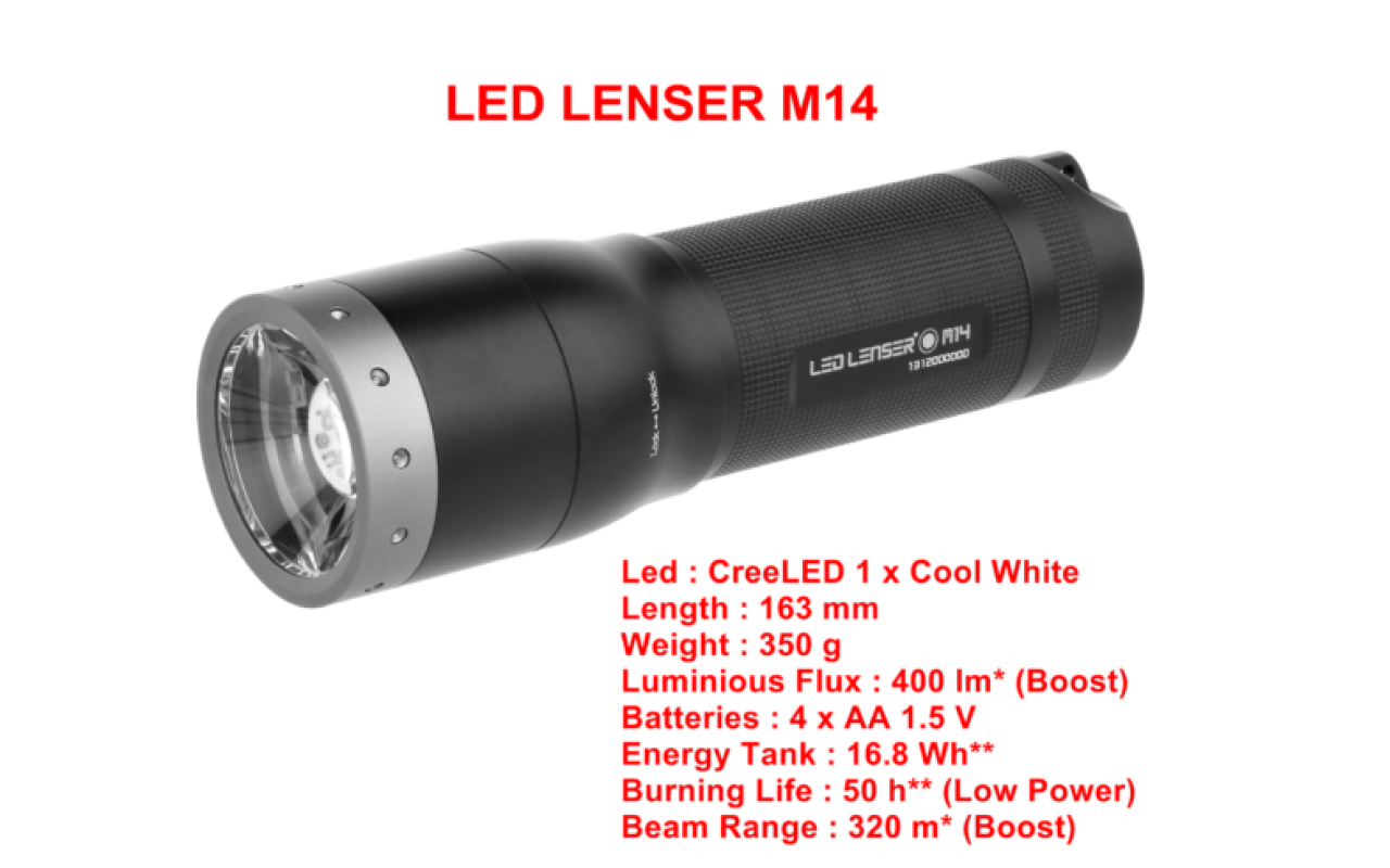Ledlenser M14 LED Flashlight with Adjustable Focus, 400 Lumens ...