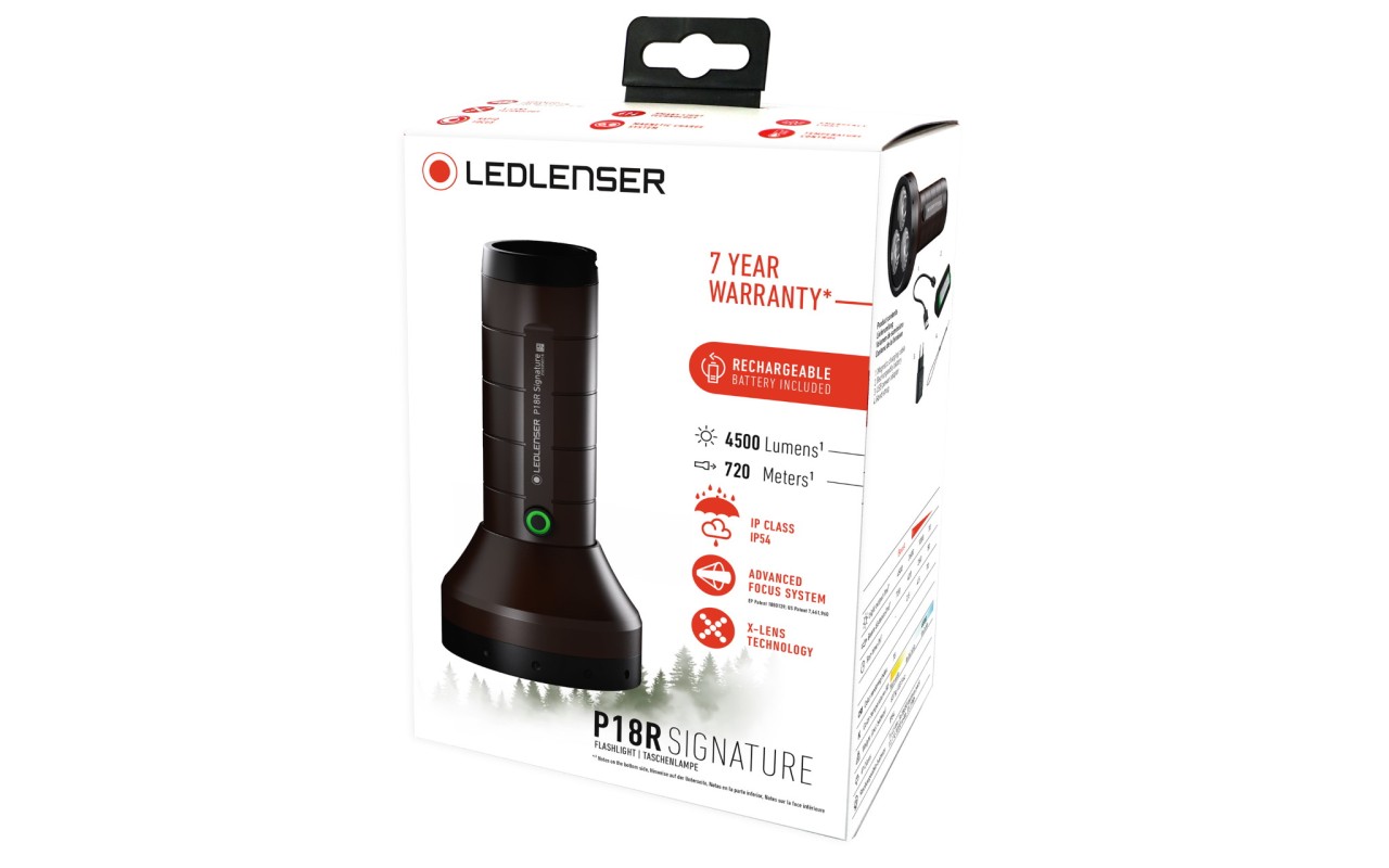 Ledlenser P18R Signature Rechargeable High Power Flashlight, 4500 ...