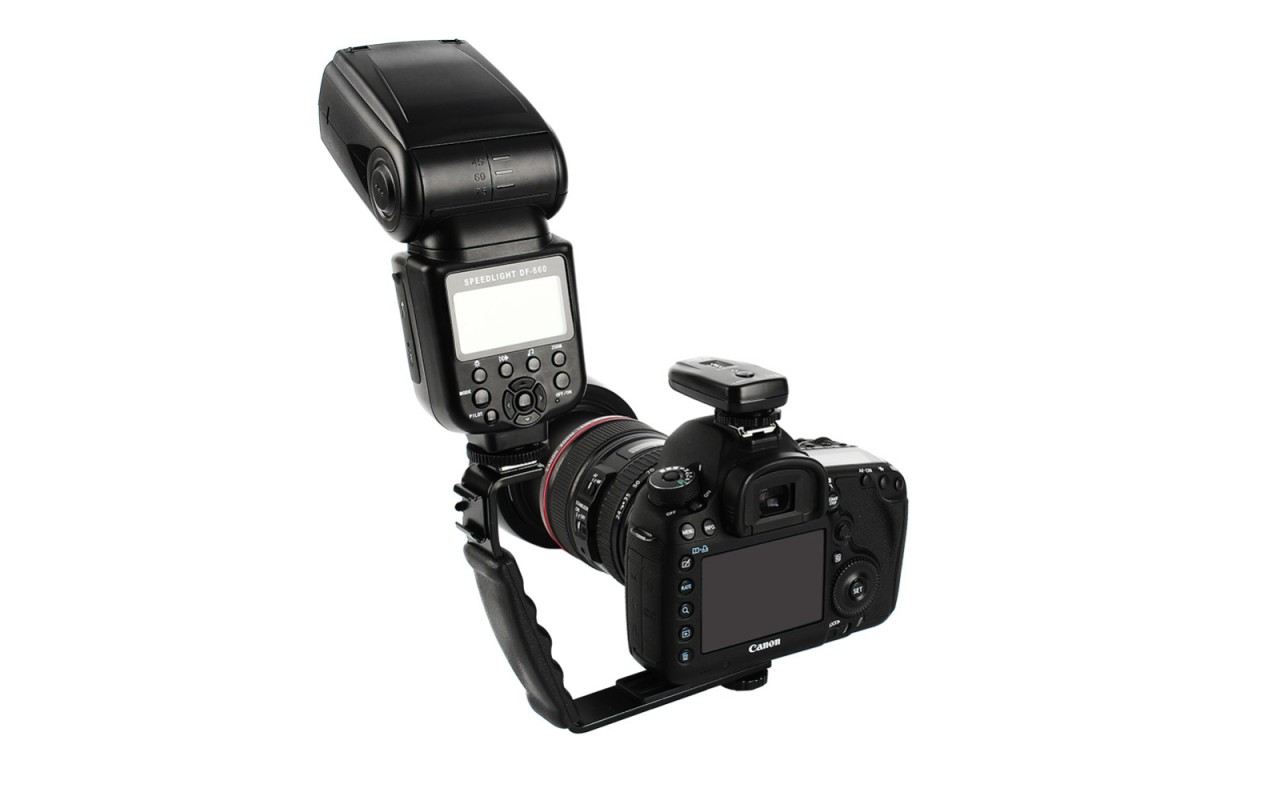 Camera Grip L Type Bracket Holder with 2 Standard Hot Shoe Mounts ...