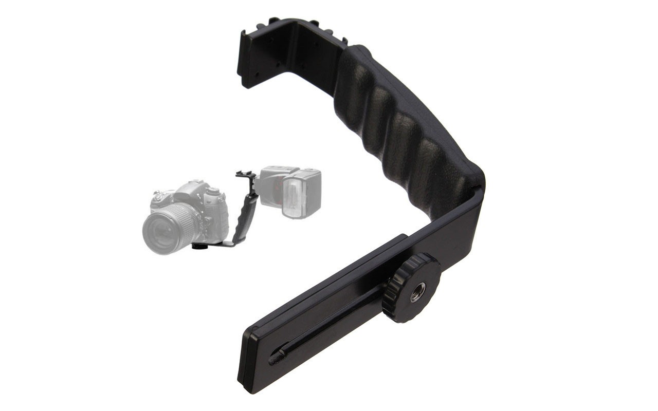 Camera Grip L Type Bracket Holder with 2 Standard Hot Shoe Mounts ...