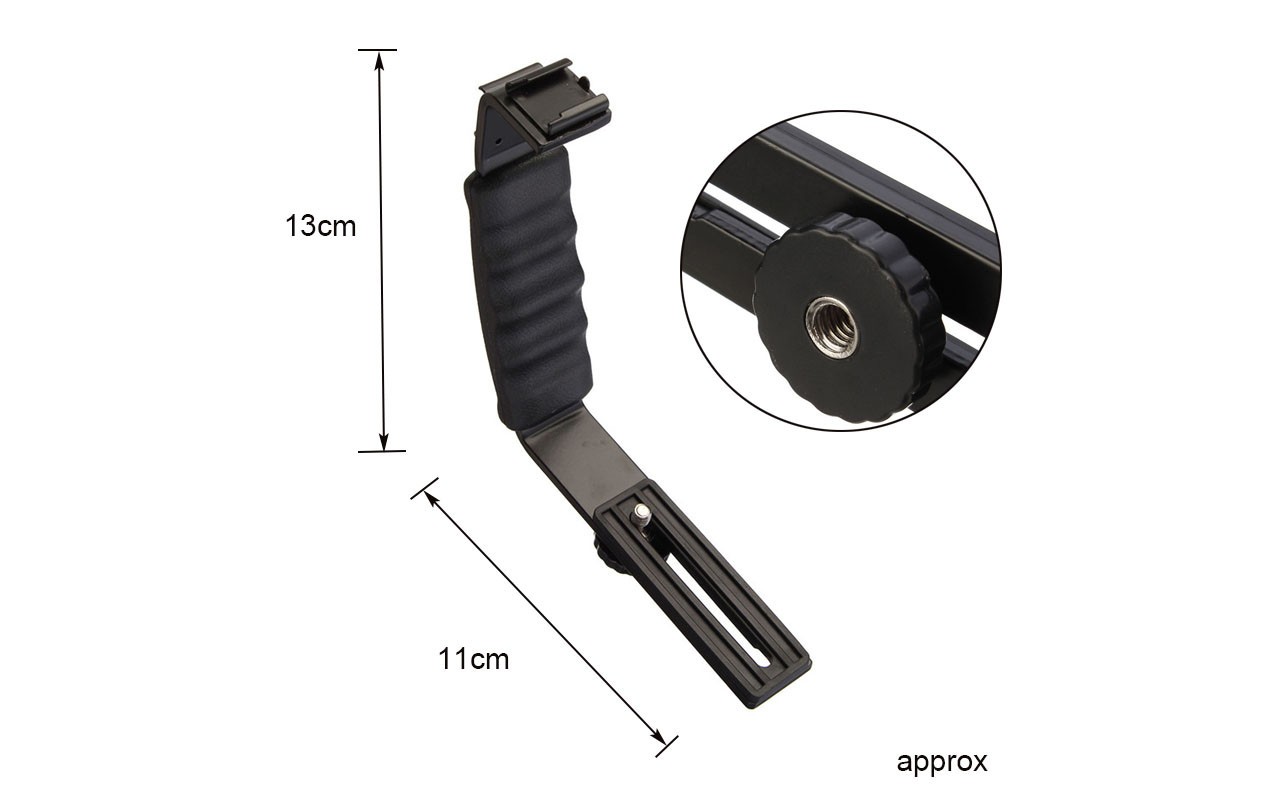 Camera Grip L Type Bracket Holder with 2 Standard Hot Shoe Mounts ...