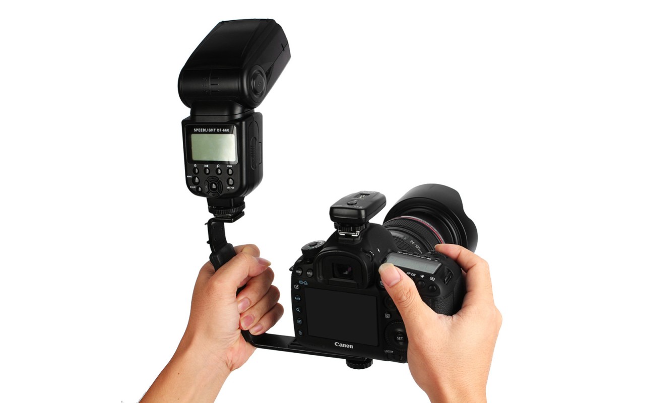 Camera Grip L Type Bracket Holder with 2 Standard Hot Shoe Mounts ...