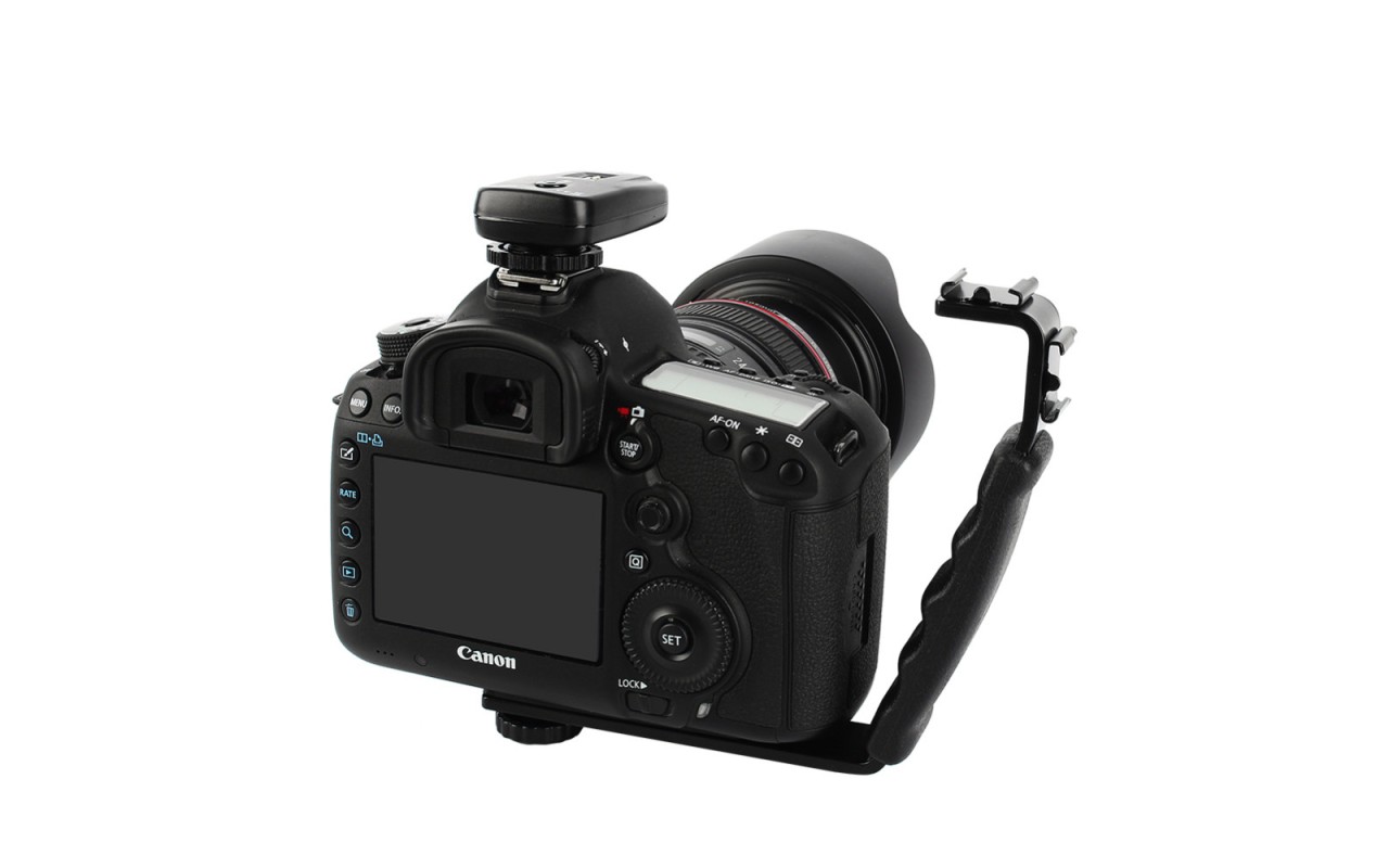 Camera Grip L Type Bracket Holder with 2 Standard Hot Shoe Mounts ...