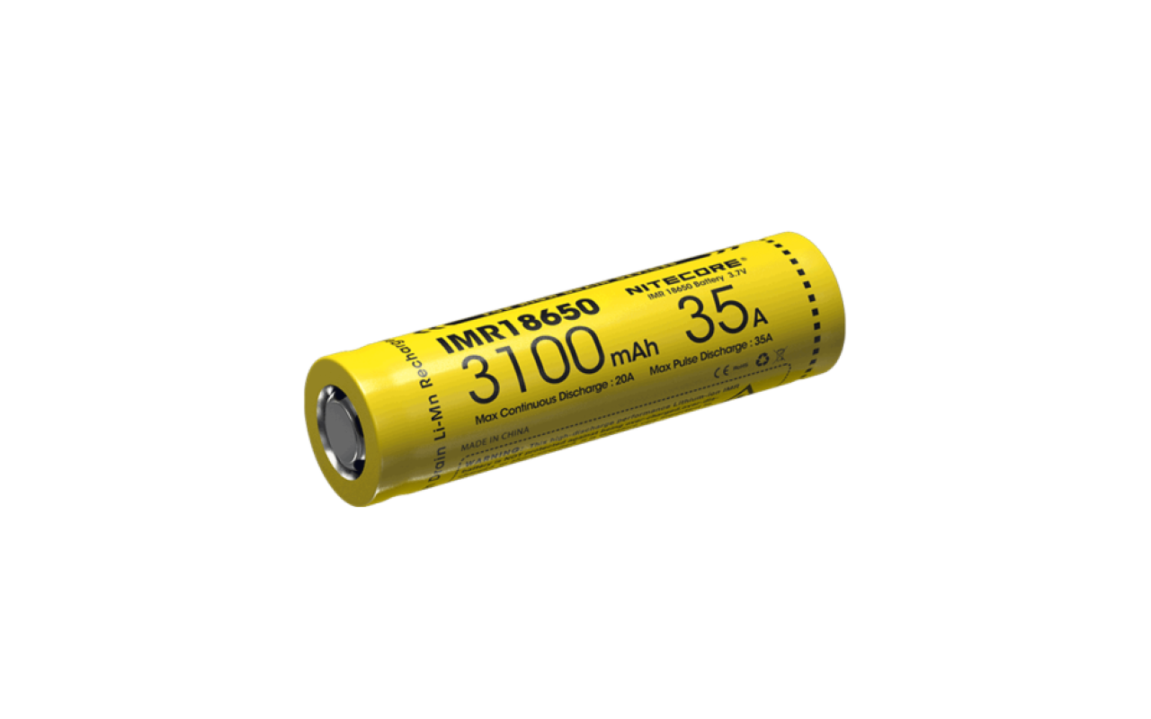 Nitecore IMR 18650 3100mAh Rechargeable High Discharge Battery, IMR ...