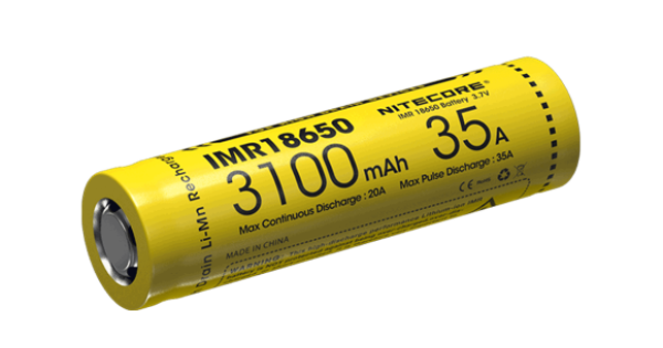 Nitecore IMR 18650 3100mAh Rechargeable High Discharge Battery, IMR ...