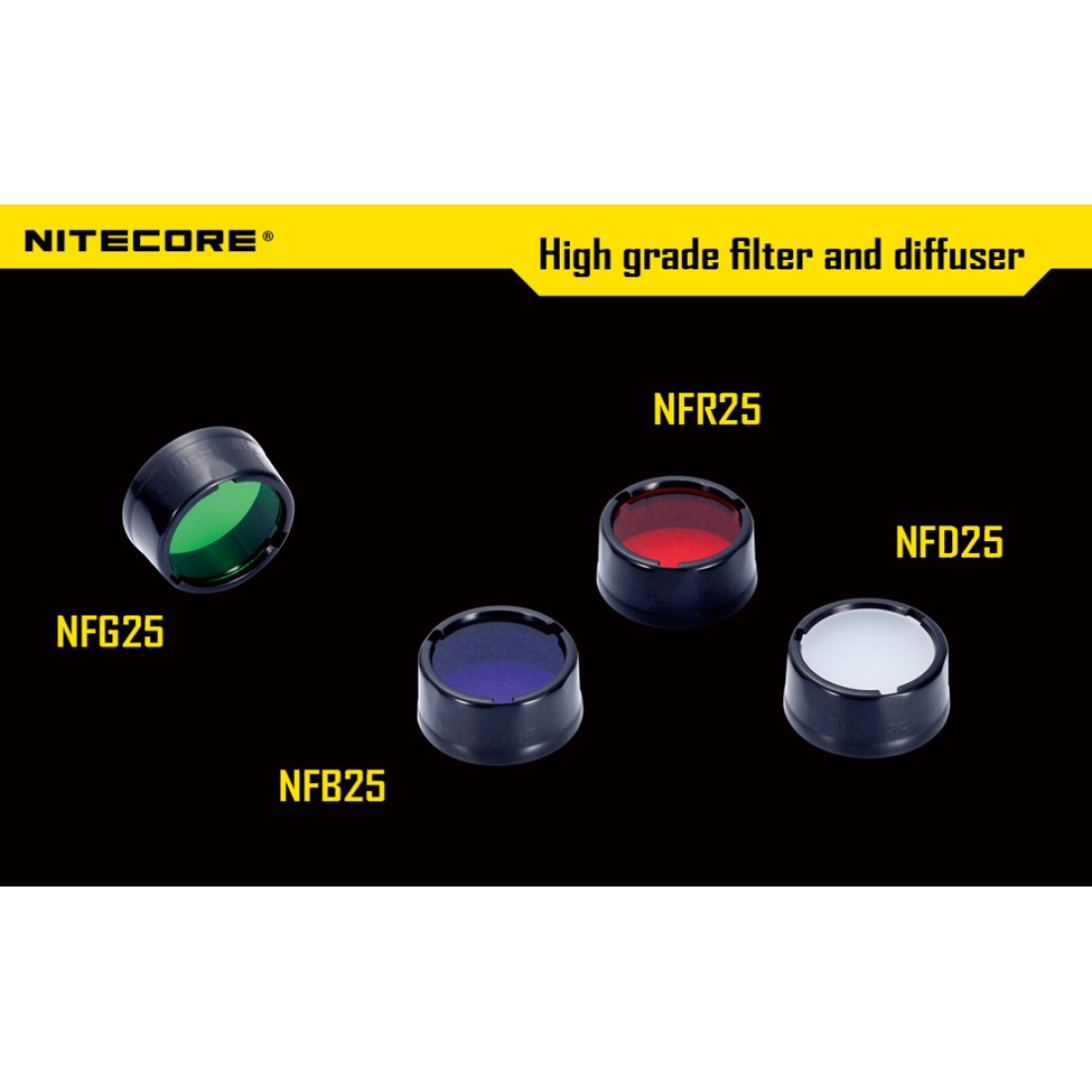 Nitecore 25mm Filter - Red, Blue, Green, White for 25mm Head ...