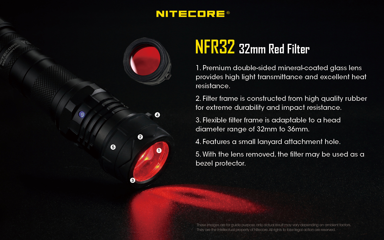 Nitecore 32mm Filter - Red Filter for 32 mm Head Flashlights - at ...