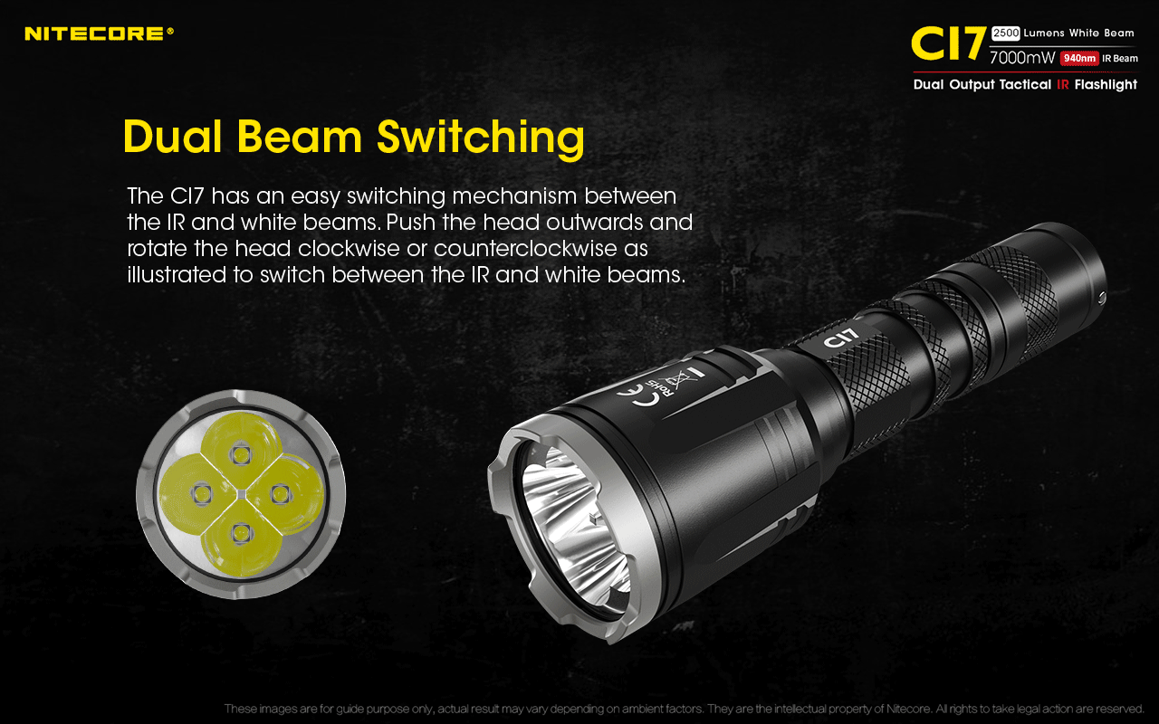 Nitecore CI7 - Dual Output Tactical IR Flashlight - High Power Infrared ...