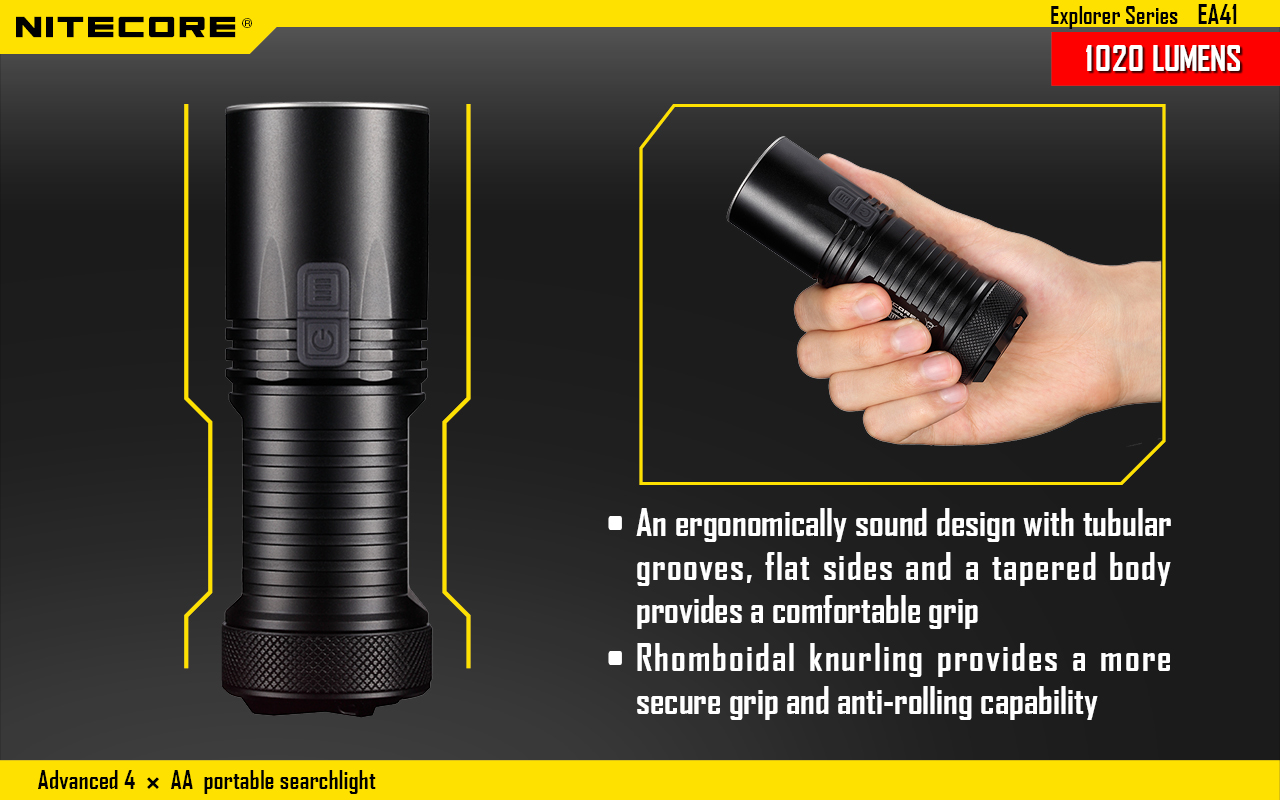 Nitecore EA41 Pioneer LED Flashlight (1020 Lumens) - Powerful AA Torch ...