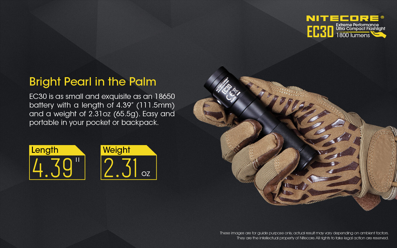 Nitecore EC30 1800 Lumens High Outpout EDC LED Flashlight, Nitecore EC30 in India at Lightorati