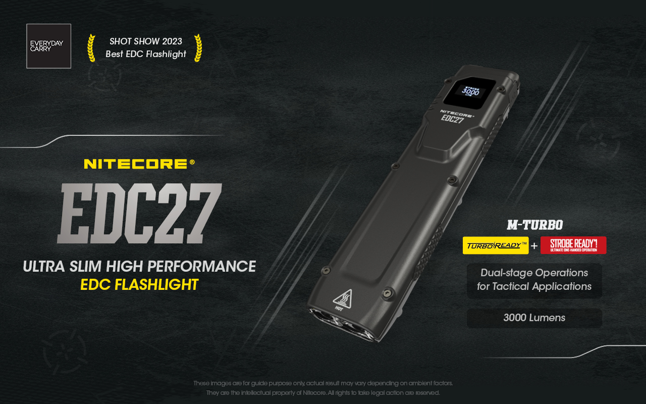 Nitecore EDC27 - 3000 Lumens, The Best EDC Flashlight, Instant Turbo, Instant Strobe, USB-C ...