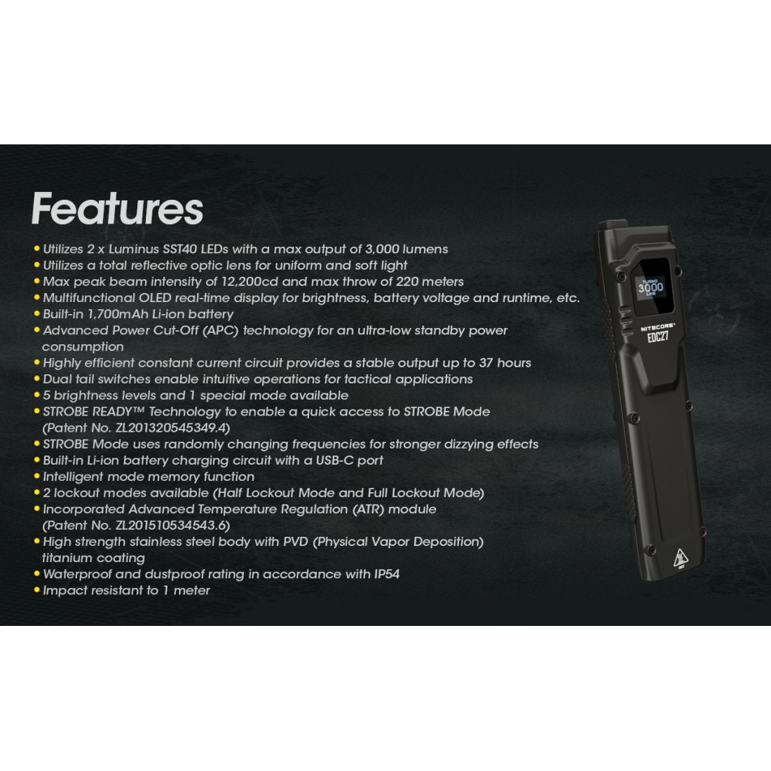 Nitecore EDC27 - 3000 Lumens, The Best EDC Flashlight, Instant Turbo, Instant Strobe, USB-C ...