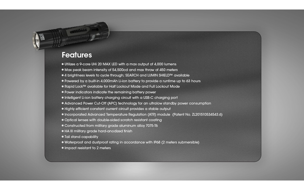 Nitecore EDC33 - 4000 Lumens, Powerful EDC Flashlight, Flood and Spot ...