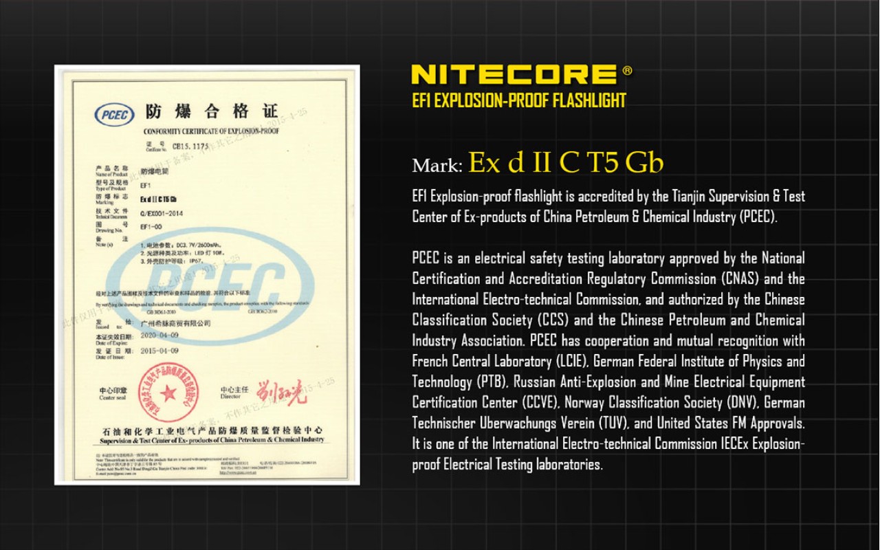 Nitecore EF1 Explosion-Proof, Type II, Intrinsically Safe LED ...