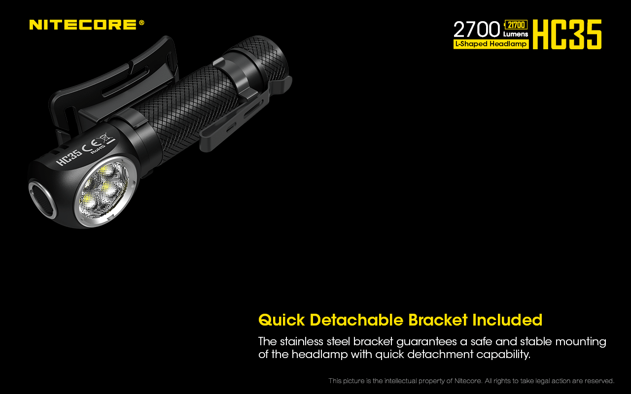 Nitecore HC35 USB Rechargeable High Power Headlamp & Flashlight - 2700 ...