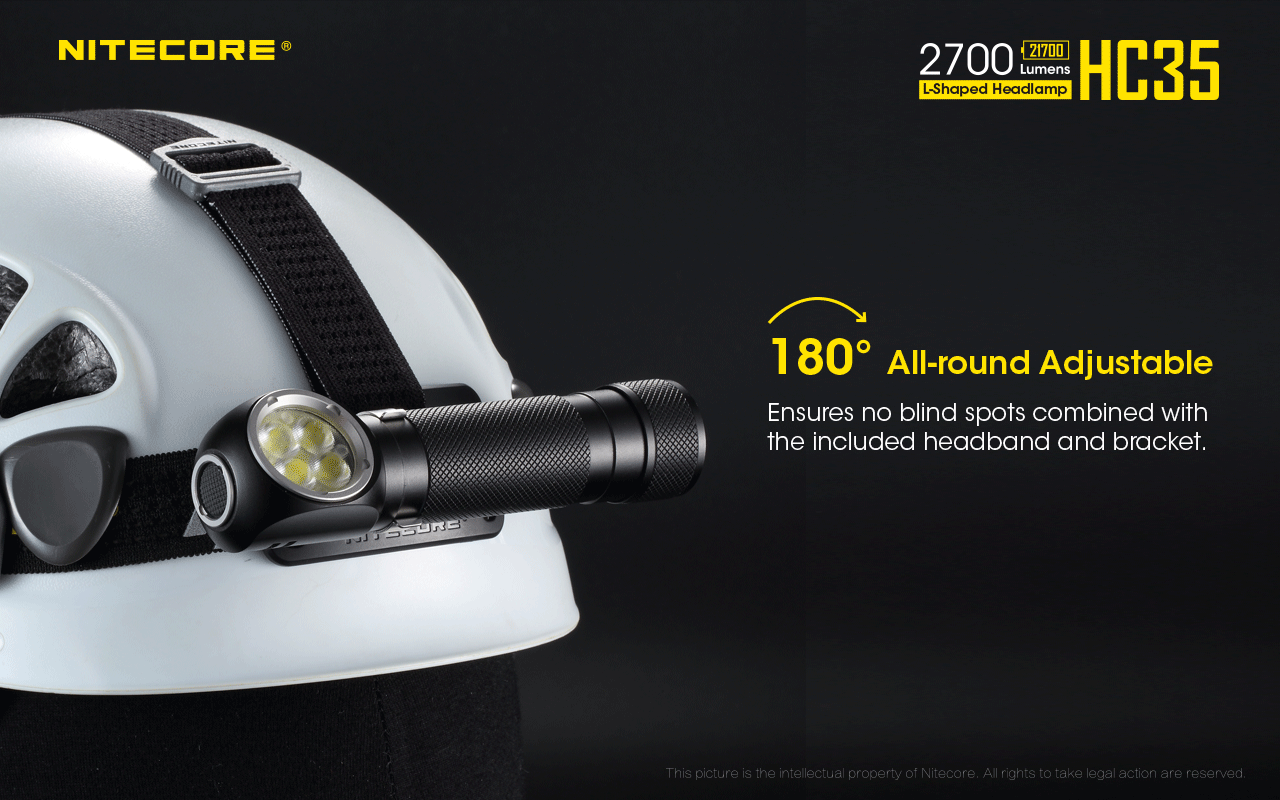 Nitecore HC35 USB Rechargeable High Power Headlamp & Flashlight - 2700 ...