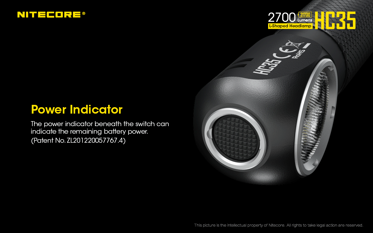 Nitecore HC35 USB Rechargeable High Power Headlamp & Flashlight - 2700 ...