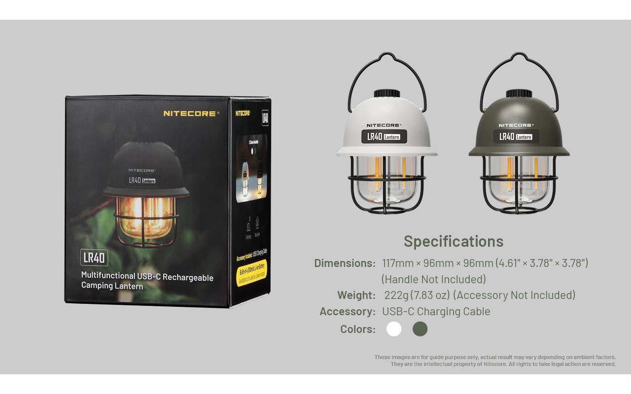 Nitecore LR40 Retro Camping Lantern - Warm White, White, Red Outputs ...
