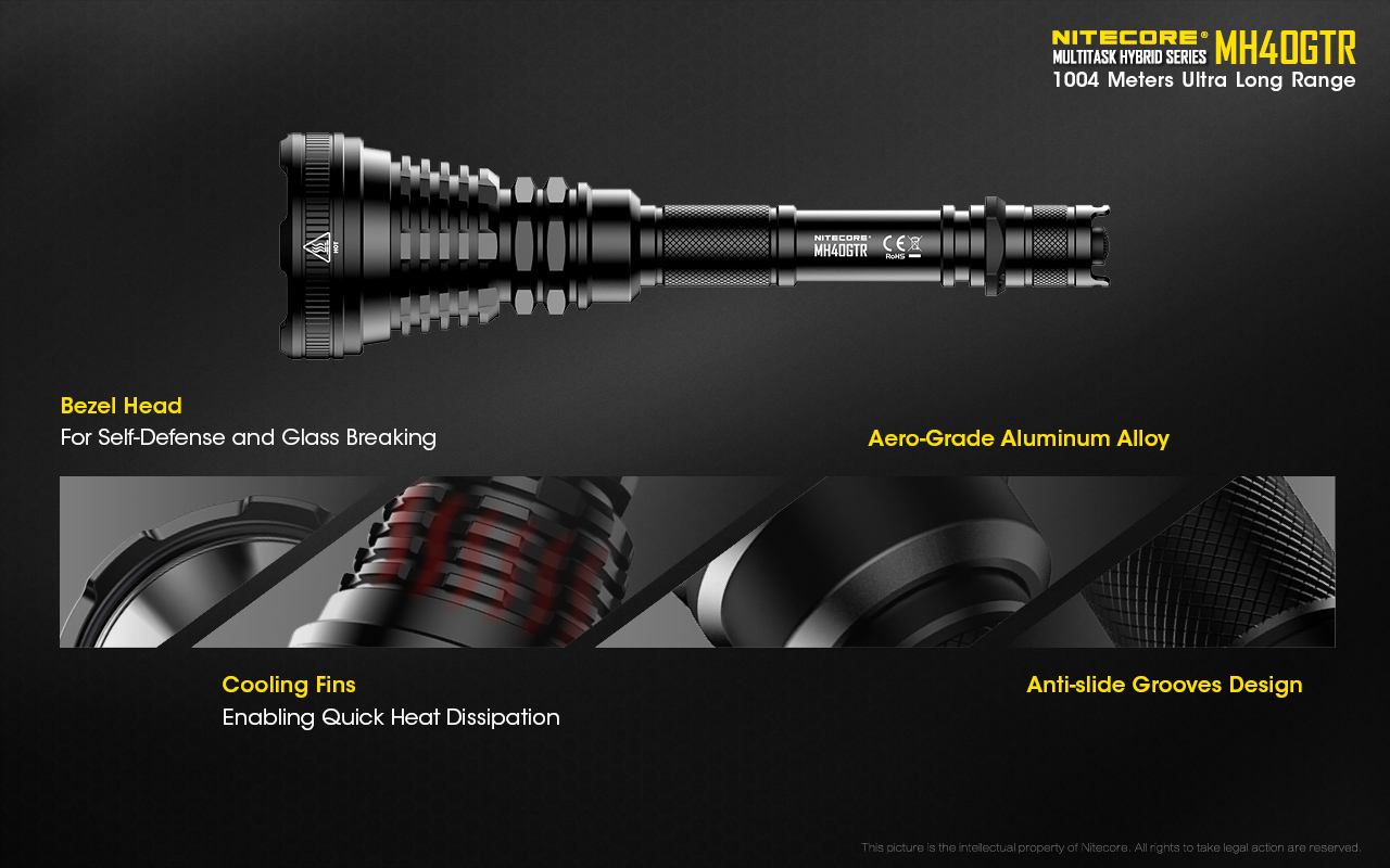 Nitecore MH40GTR Ultra Long Throw LED Flashlight with 1000mts+ throw in ...