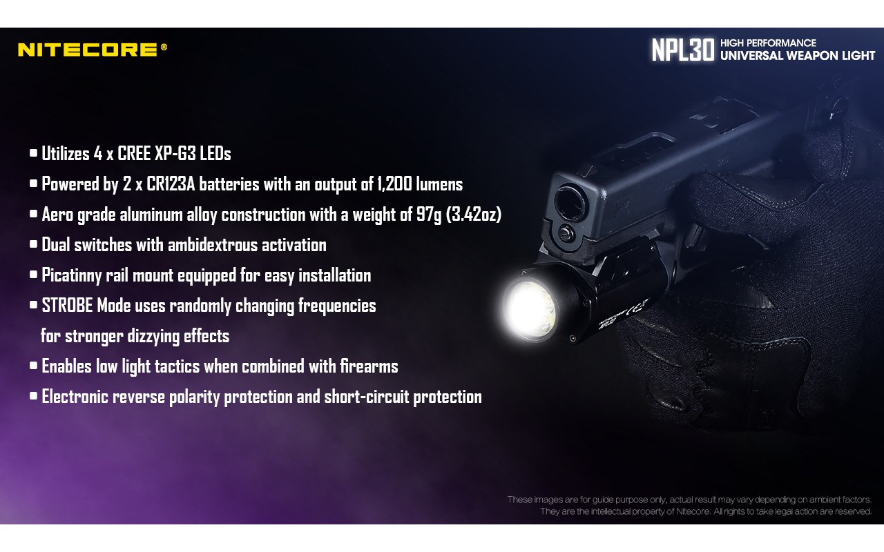 Nitecore NPL30 - Weapon Mount Light, Picatinny Rail Mount Strobe Light ...