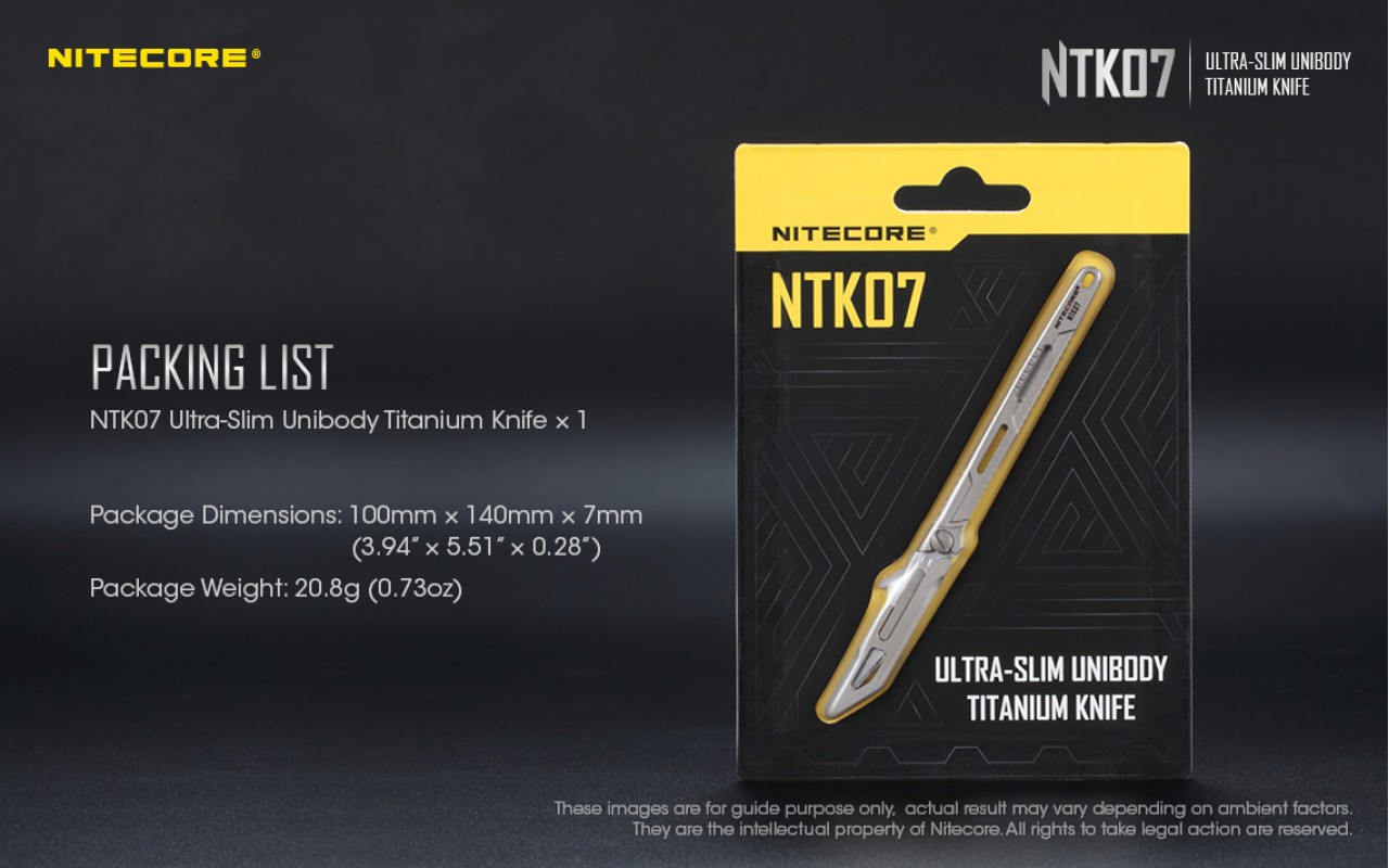 Nitecore NTK07 Unibody Titanium EDC Knife - Titanium Knives and Tools ...