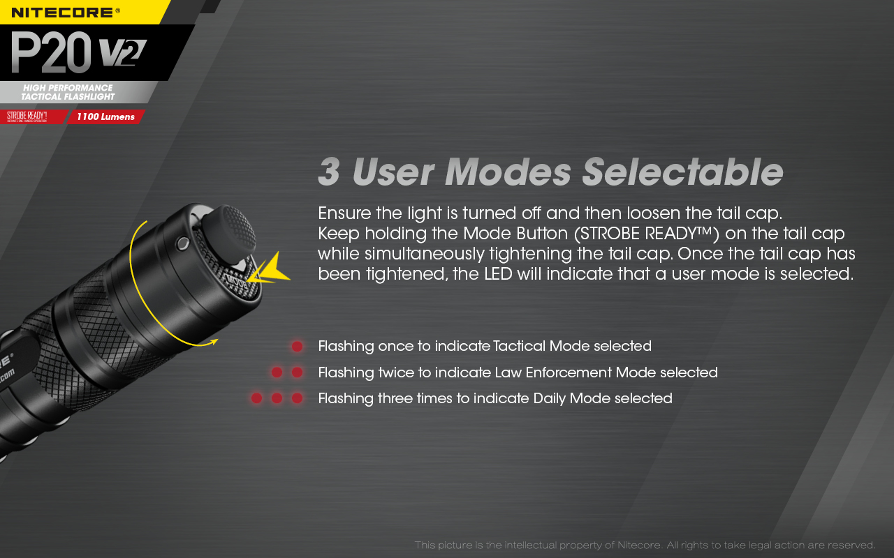 Nitecore P20 V2 Instant Strobe Tactical LED Flashlight for Police, Security, Self Defense ...