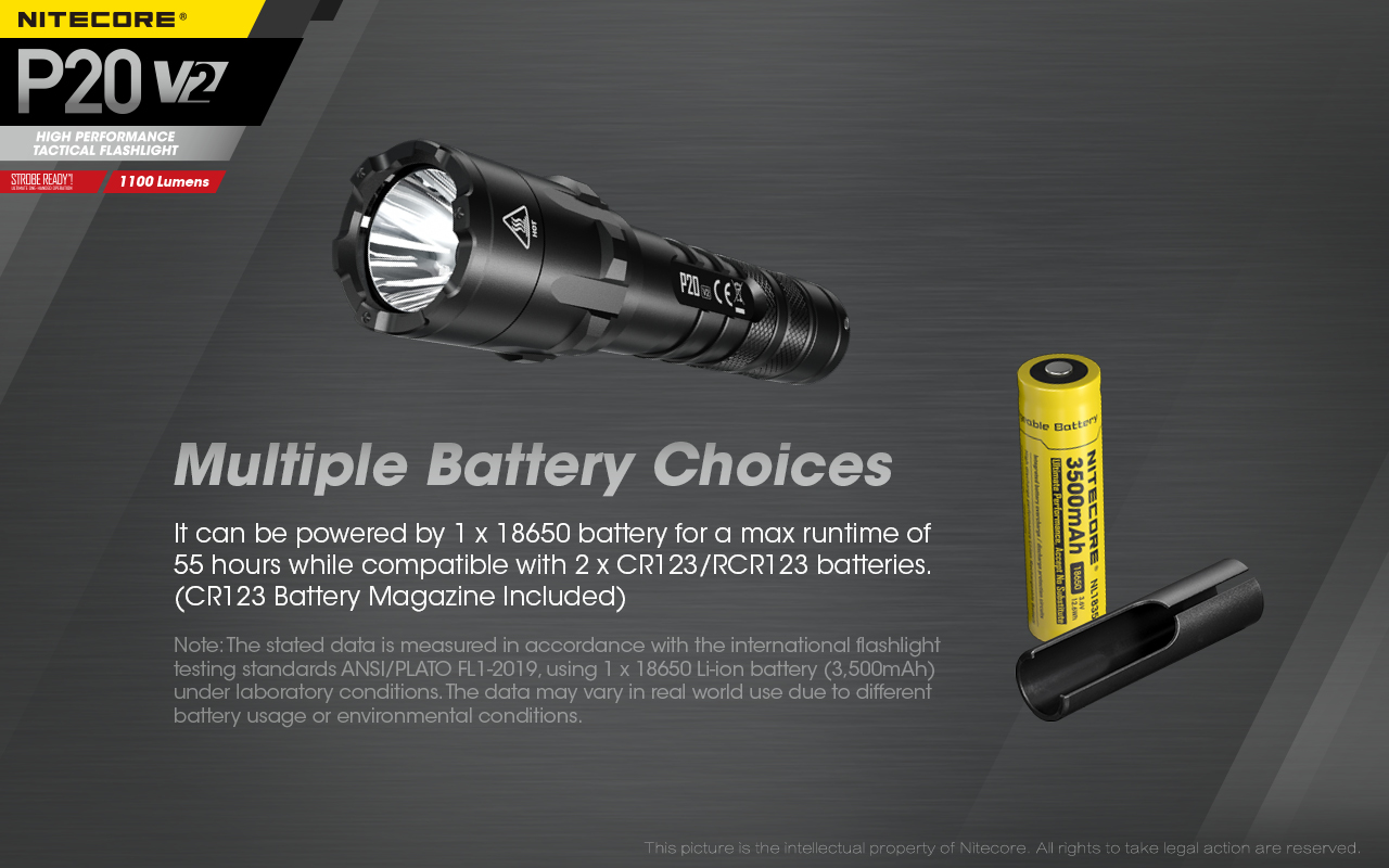 Nitecore P20 V2 Instant Strobe Tactical LED Flashlight for Police, Security, Self Defense ...