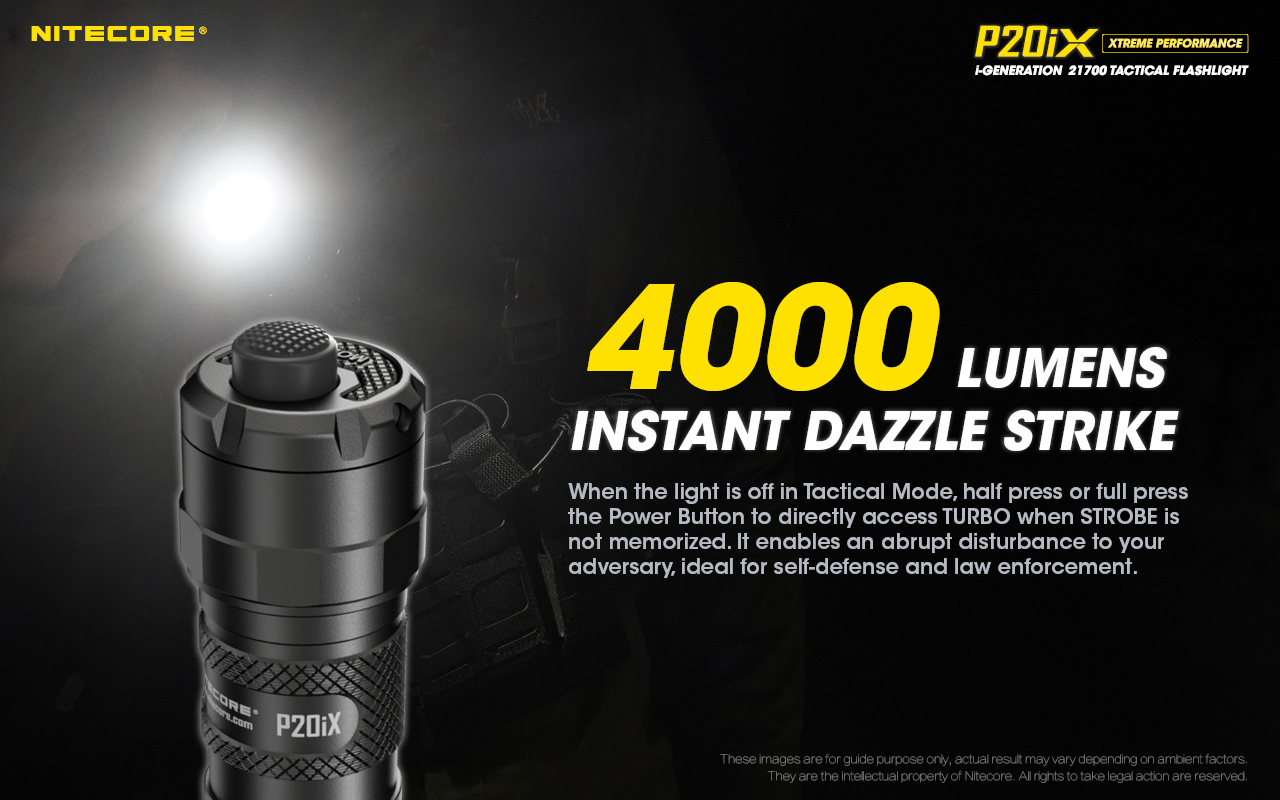 Nitecore P20iX High Output Instant Strobe Tactical Flashlight with 4000 ...