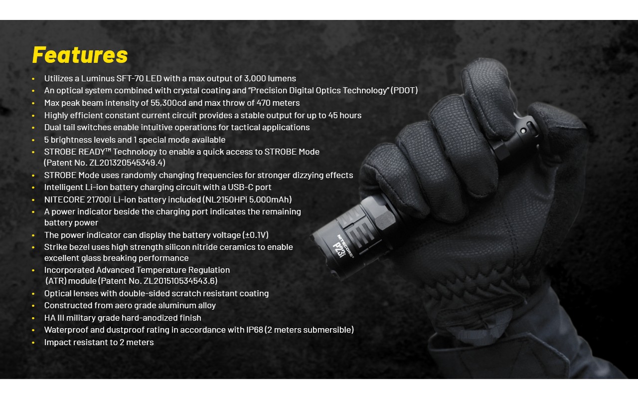 Nitecore P23i High Output Instant Strobe Rechargeable Tactical ...