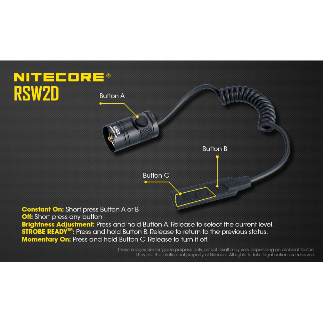 Nitecore RSW2D Remote Pressure Switch for Nitecore Flashlights ...