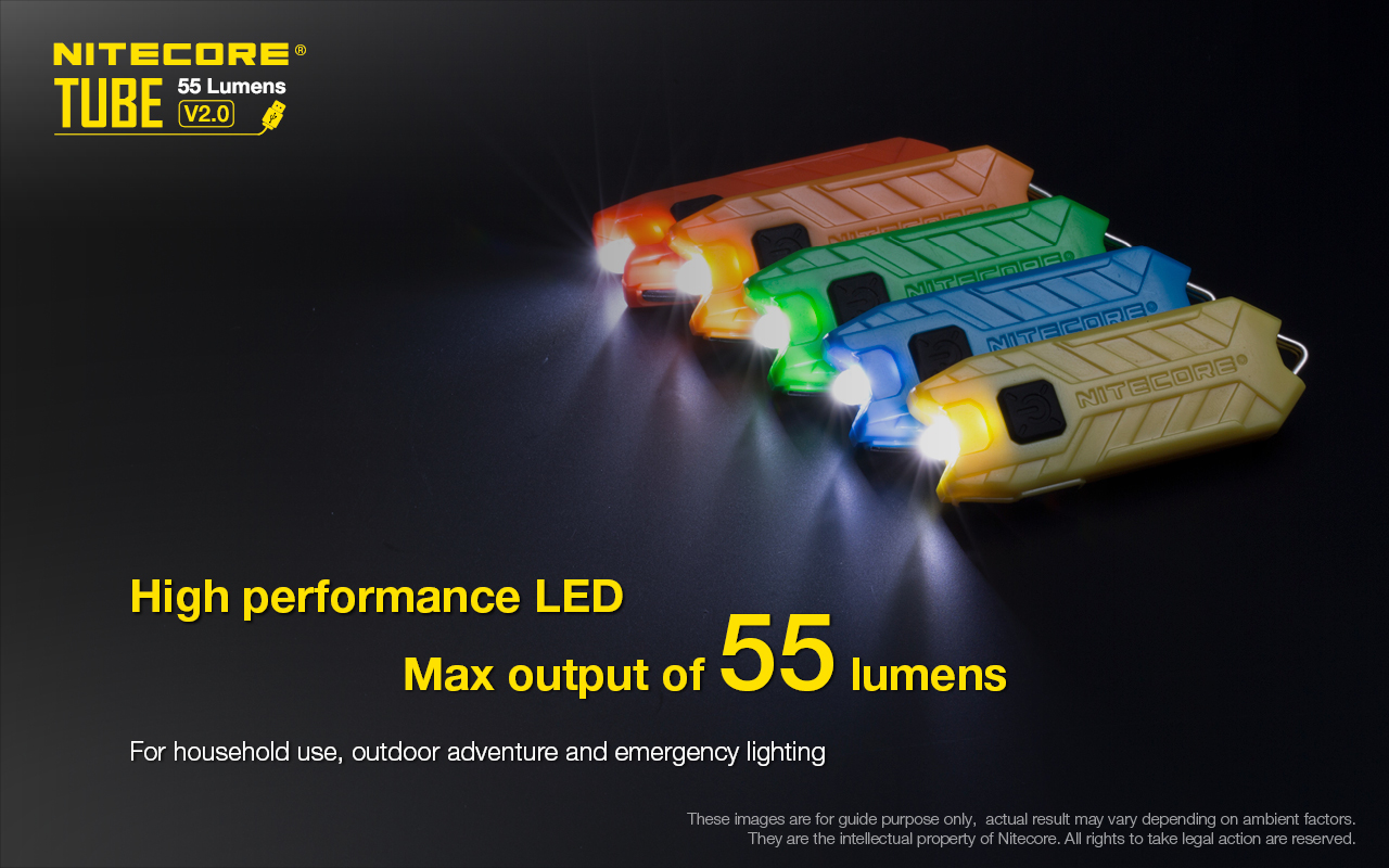 Nitecore Tube V2.0, 55 Lumens - USB Rechargeable Keychain Flashlight ...
