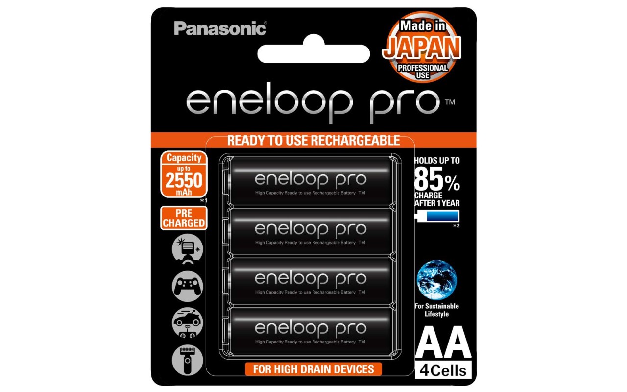 *Original* Panasonic Eneloop Pro AA 2550mAh 4-Pack Rechargeable Ni-MH ...