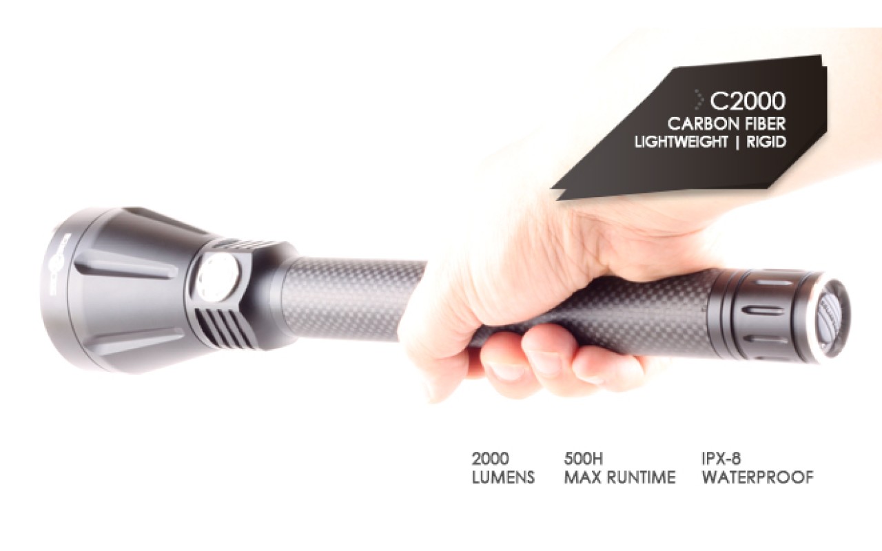 Solarforce C2000 Carbon Fiber LED Flashlight, Neutral White, 2000 ...