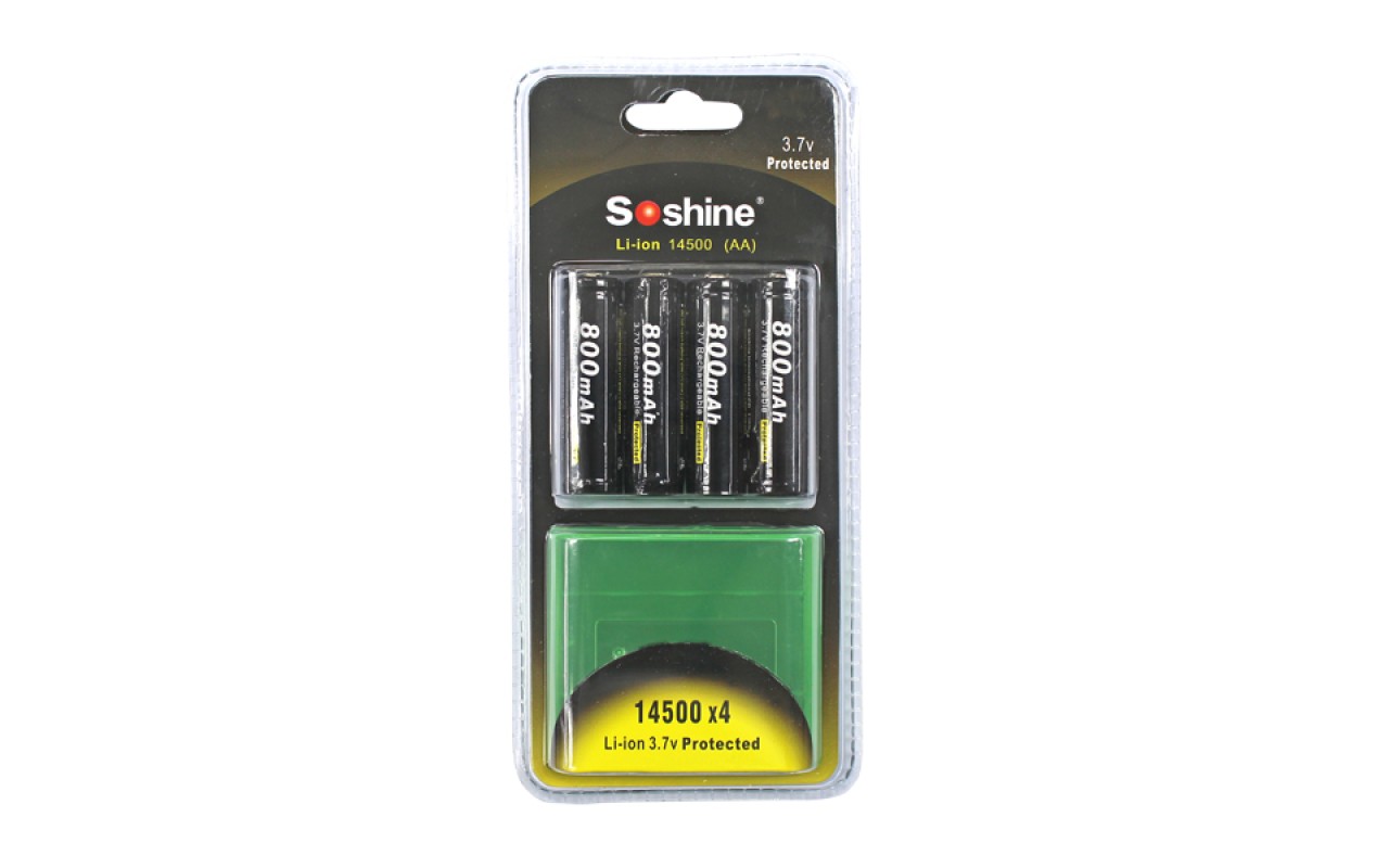 Soshine 14500 3.7v 800mah Protected Li-ion Batteries (4-Pack) in India ...