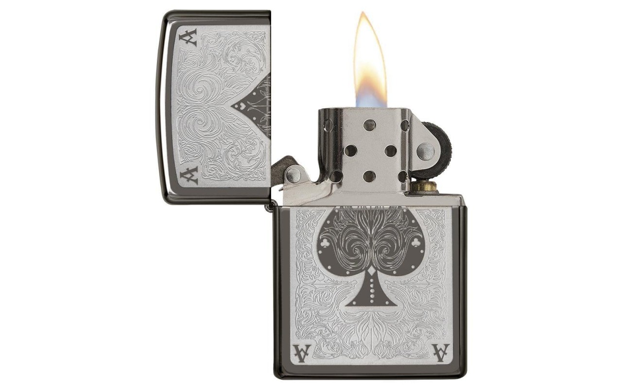 Zippo Ace Filigree Classic Black Ice Windproof Pocket Lighter, 28323 ...
