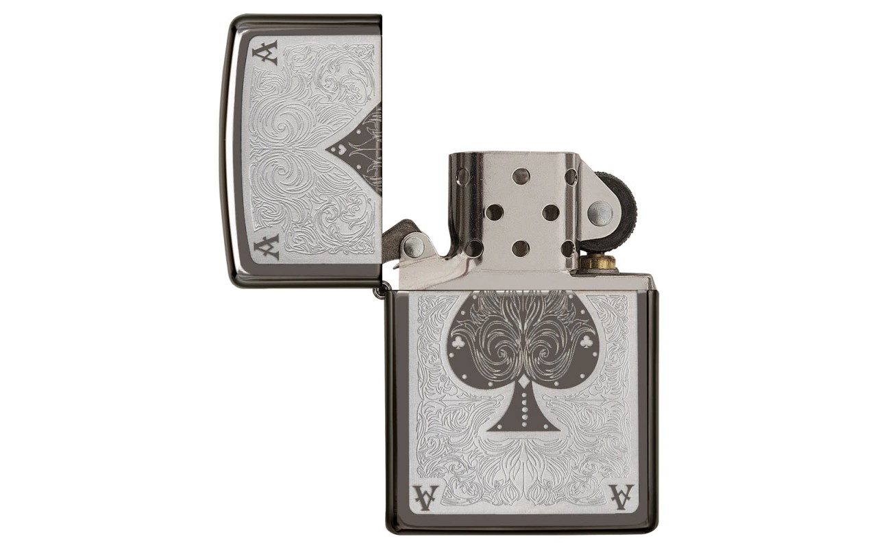 Zippo Ace Filigree Classic Black Ice Windproof Pocket Lighter, 28323 ...