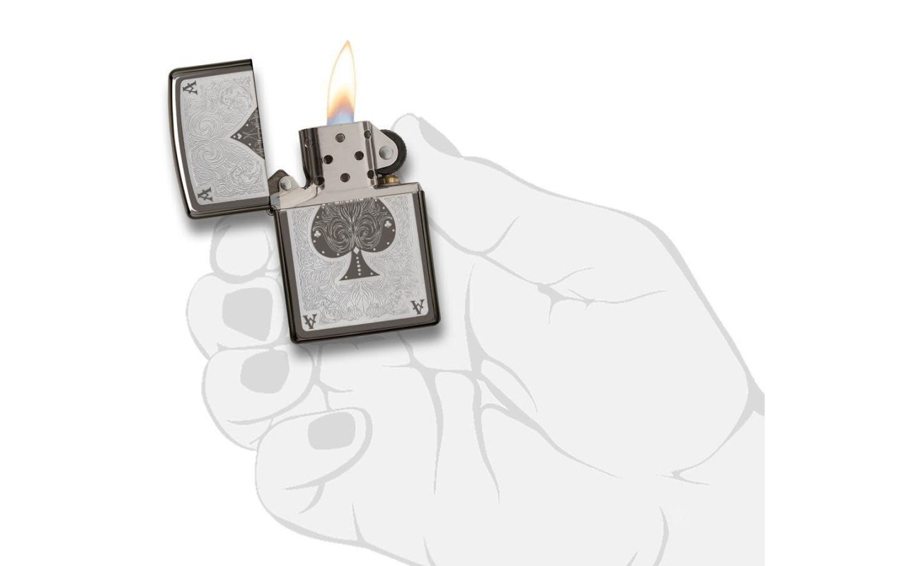 Zippo Ace Filigree Classic Black Ice Windproof Pocket Lighter, 28323 ...