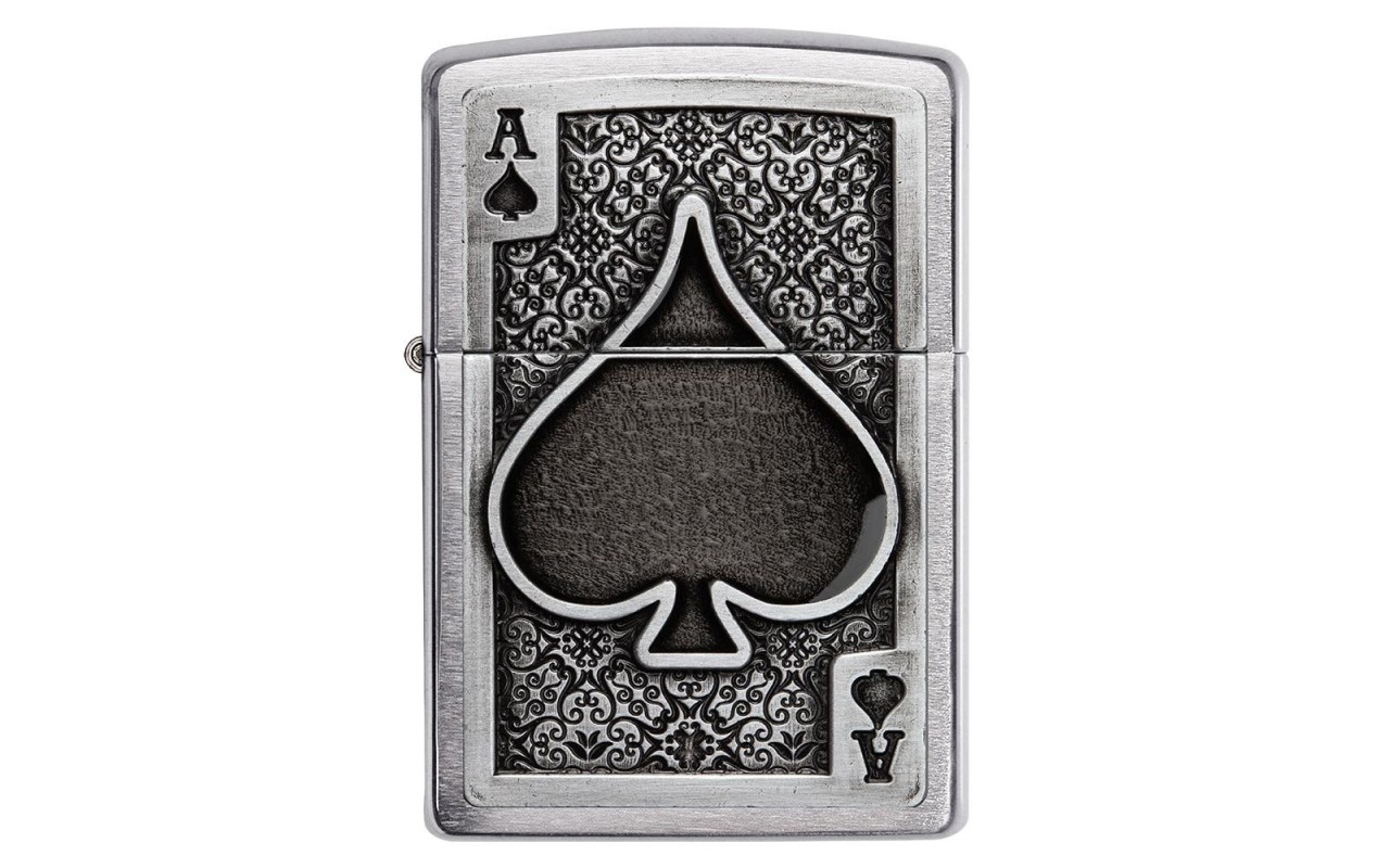 Zippo Ace Of Spades Emblem Classic Brushed Chrome Windproof Pocket Lighter, 49637 - Zippo India ...