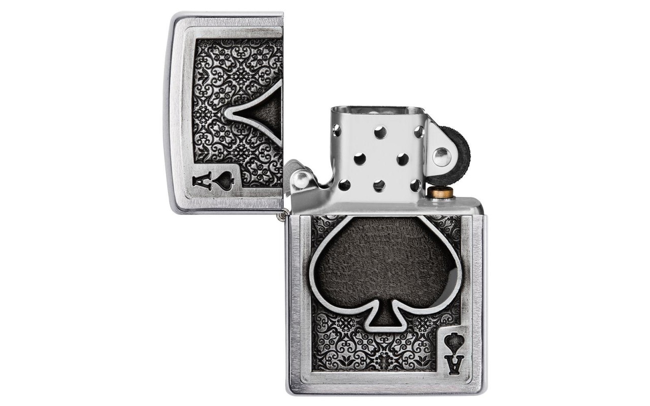 Zippo Ace Of Spades Emblem Classic Brushed Chrome Windproof Pocket Lighter, 49637 - Zippo India ...
