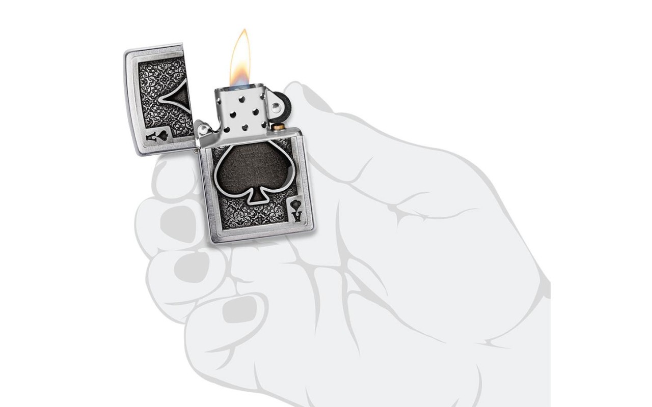 Zippo Ace Of Spades Emblem Classic Brushed Chrome Windproof Pocket Lighter, 49637 - Zippo India ...
