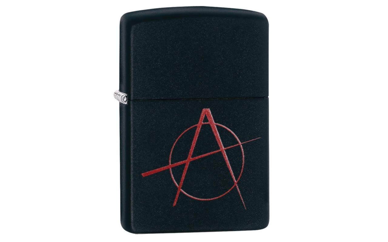Zippo Anarchy Symbol, Black Matte Windproof Pocket Lighter, 20842 - Zippo India, Lightorati