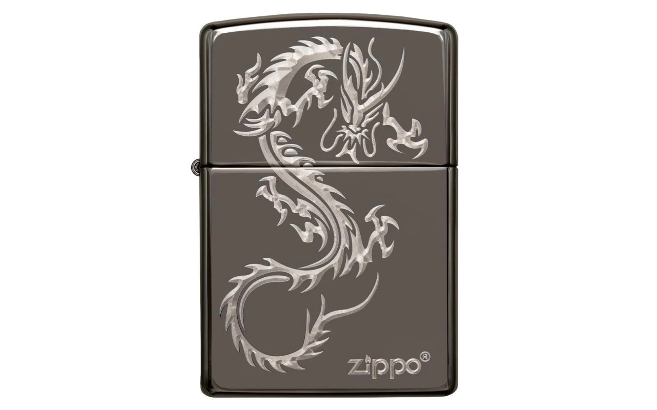 Zippo Chinese Dragon Design Classic Black Ice Windproof Pocket Lighter ...