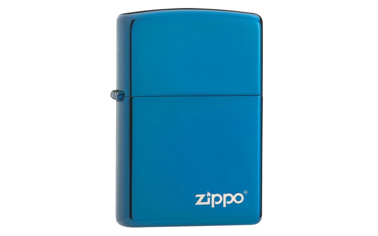 Zippo Classic High Polish Blue Zippo Logo Windproof Pocket Lighter ...