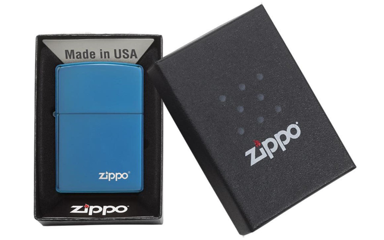 Zippo Classic High Polish Blue Zippo Logo Windproof Pocket Lighter ...