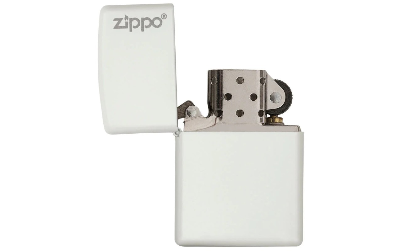 Zippo Classic White Matte Zippo Logo Windproof Pocket Lighter, 214ZL ...