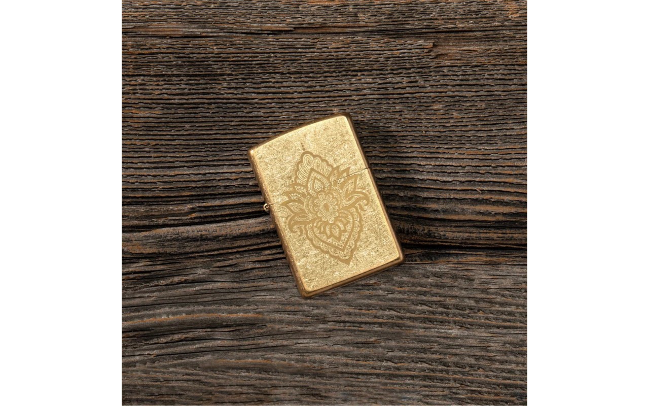 Zippo Henna Tattoo Design Classic Tumbled Brass Windproof Pocket Lighter, 49798 - Zippo India ...