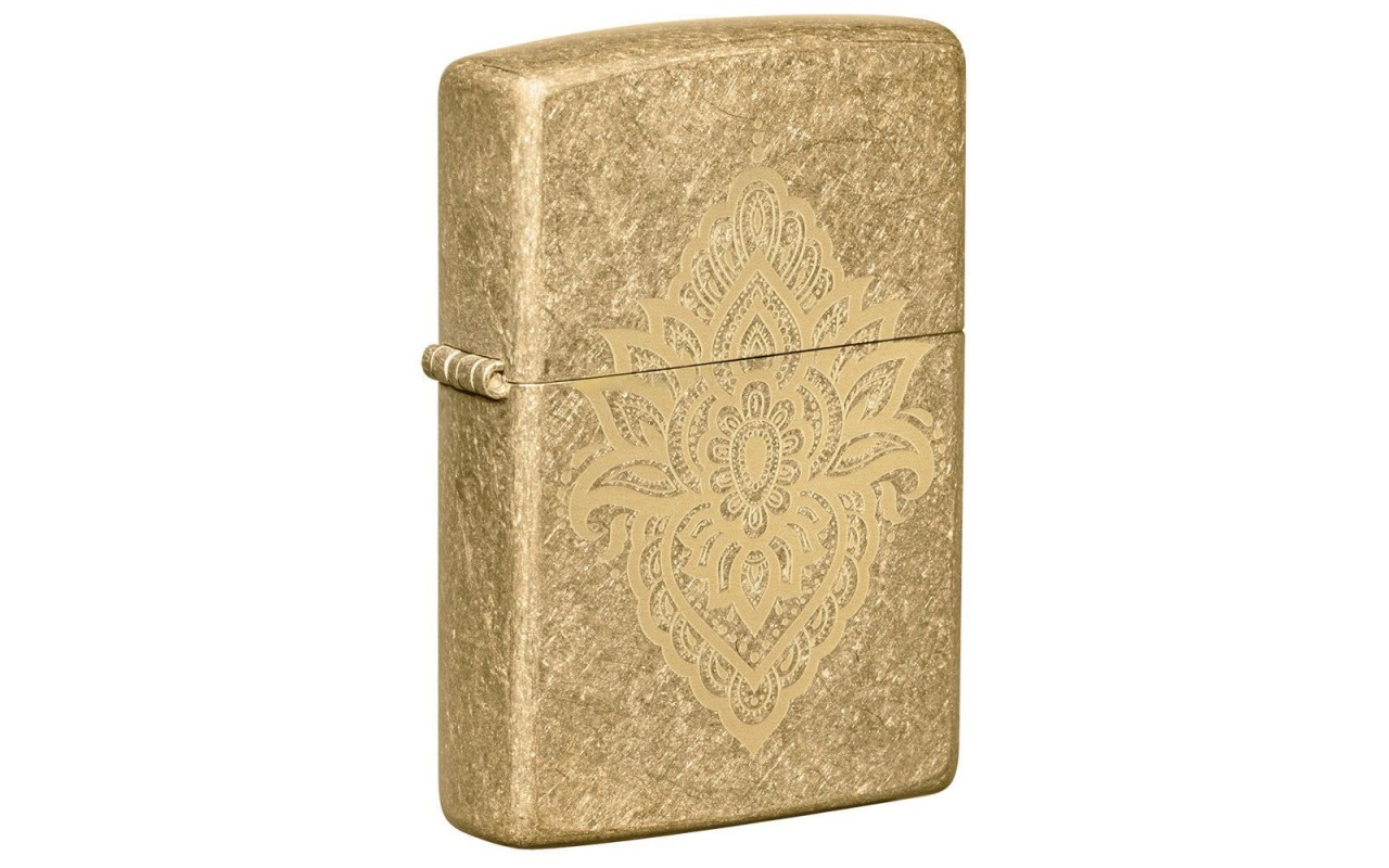 Zippo Henna Tattoo Design Classic Tumbled Brass Windproof Pocket Lighter, 49798 - Zippo India ...